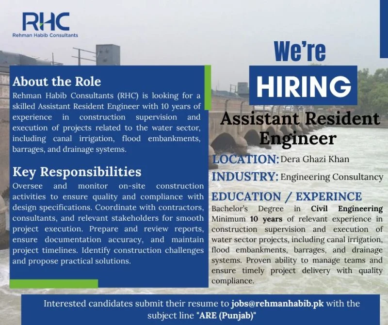 Assistant Resident Engineer Jobs | Rehman Habib Consultants (RHC) - Civil Engineering Jobz
